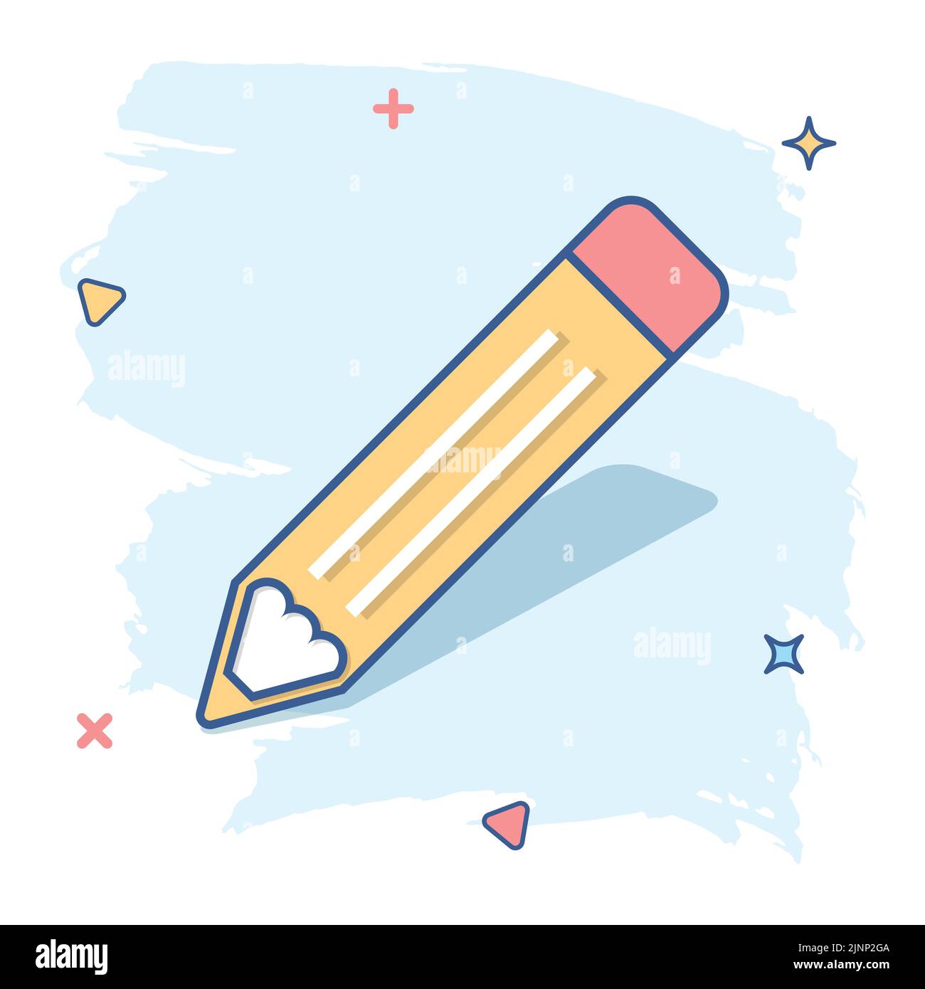 Vector cartoon pencil icon in comic style. Pen sign illustration ...