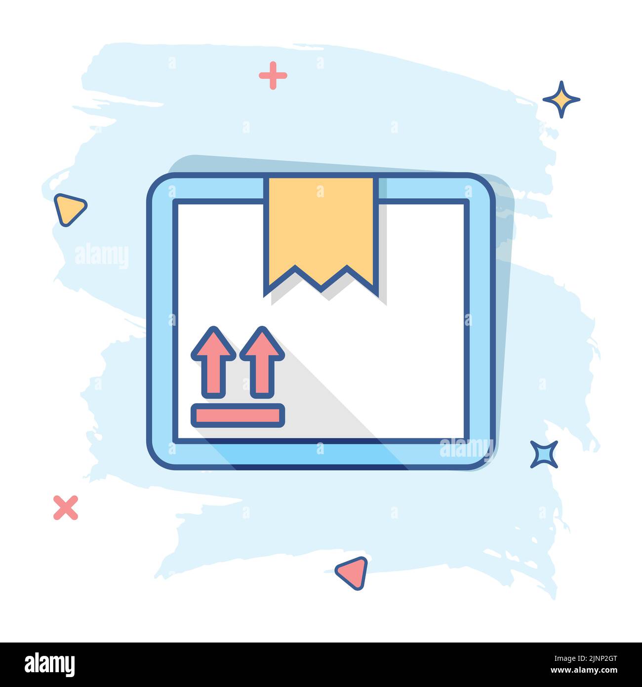 Vector cartoon packaging box icon in comic style. Shipping pack sign ...