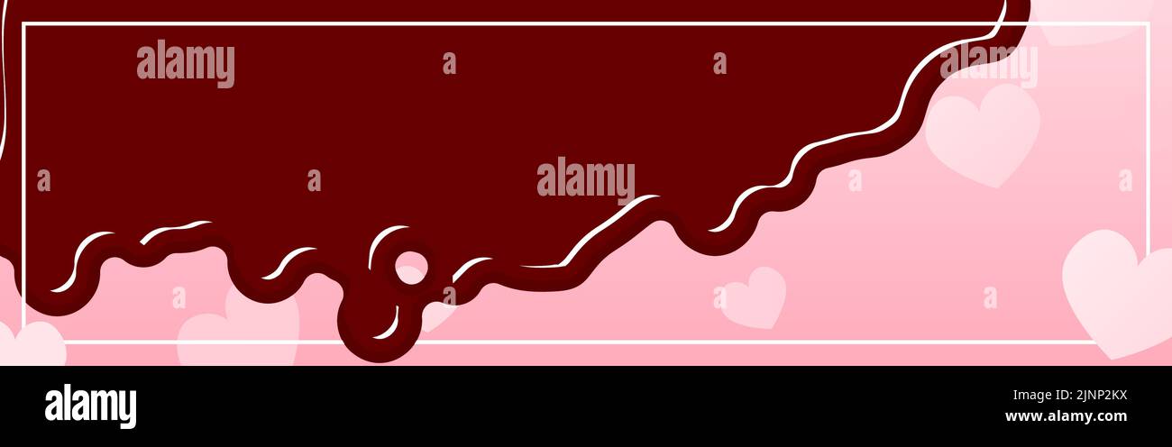 Valentine's Day banner, pink heart background with dripping chocolates ...