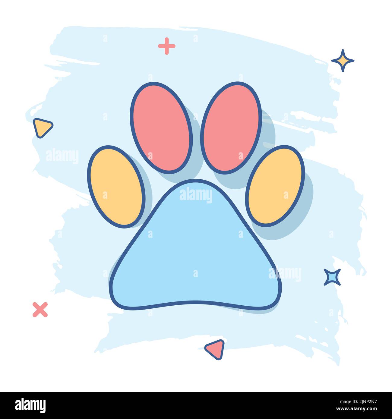 Vector cartoon paw print icon in comic style. Dog, cat, bear paw sign ...