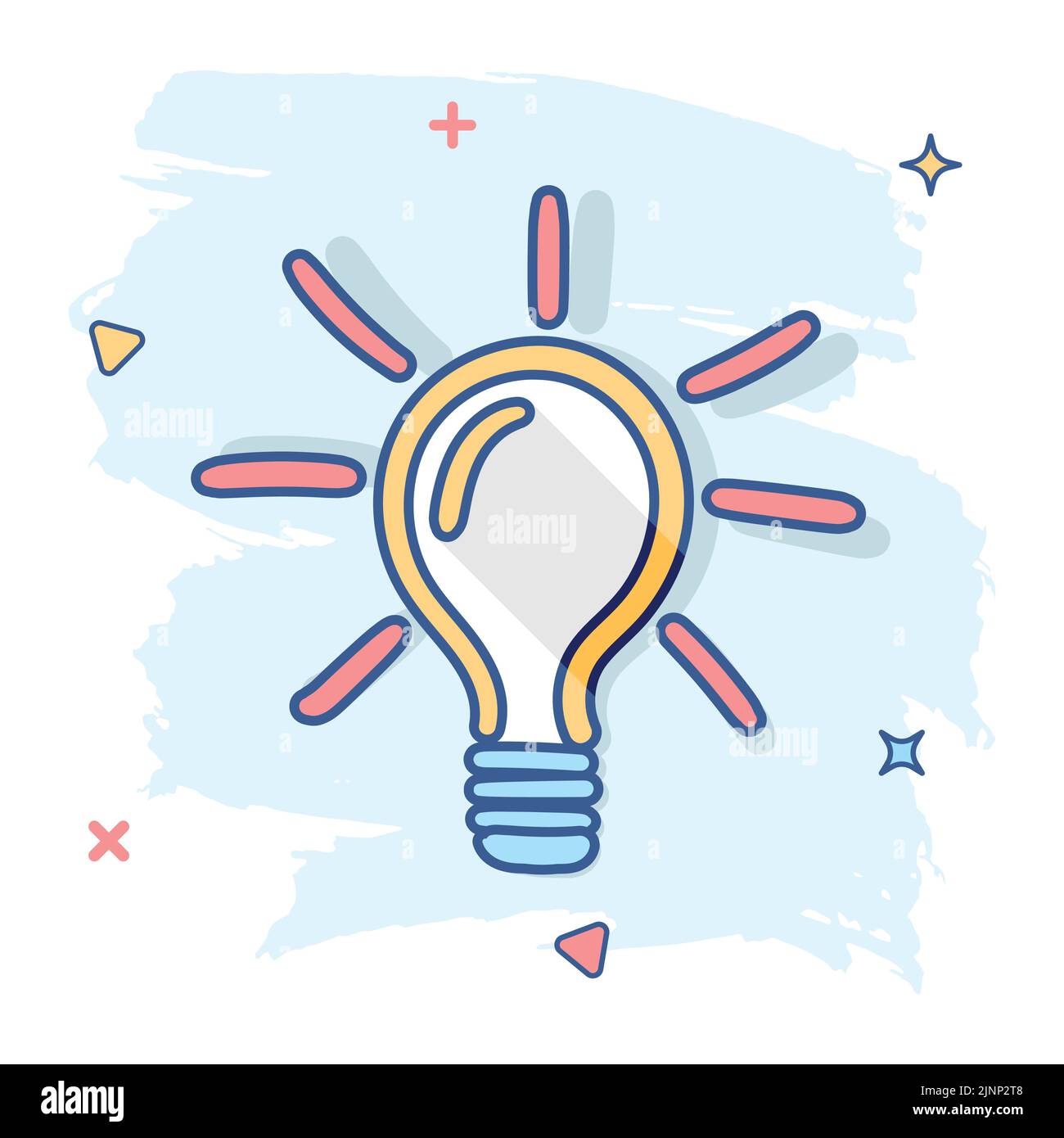 Vector sketch light bulb icon in comic style. Hand drawn idea doodle sign illustration pictogram ...
