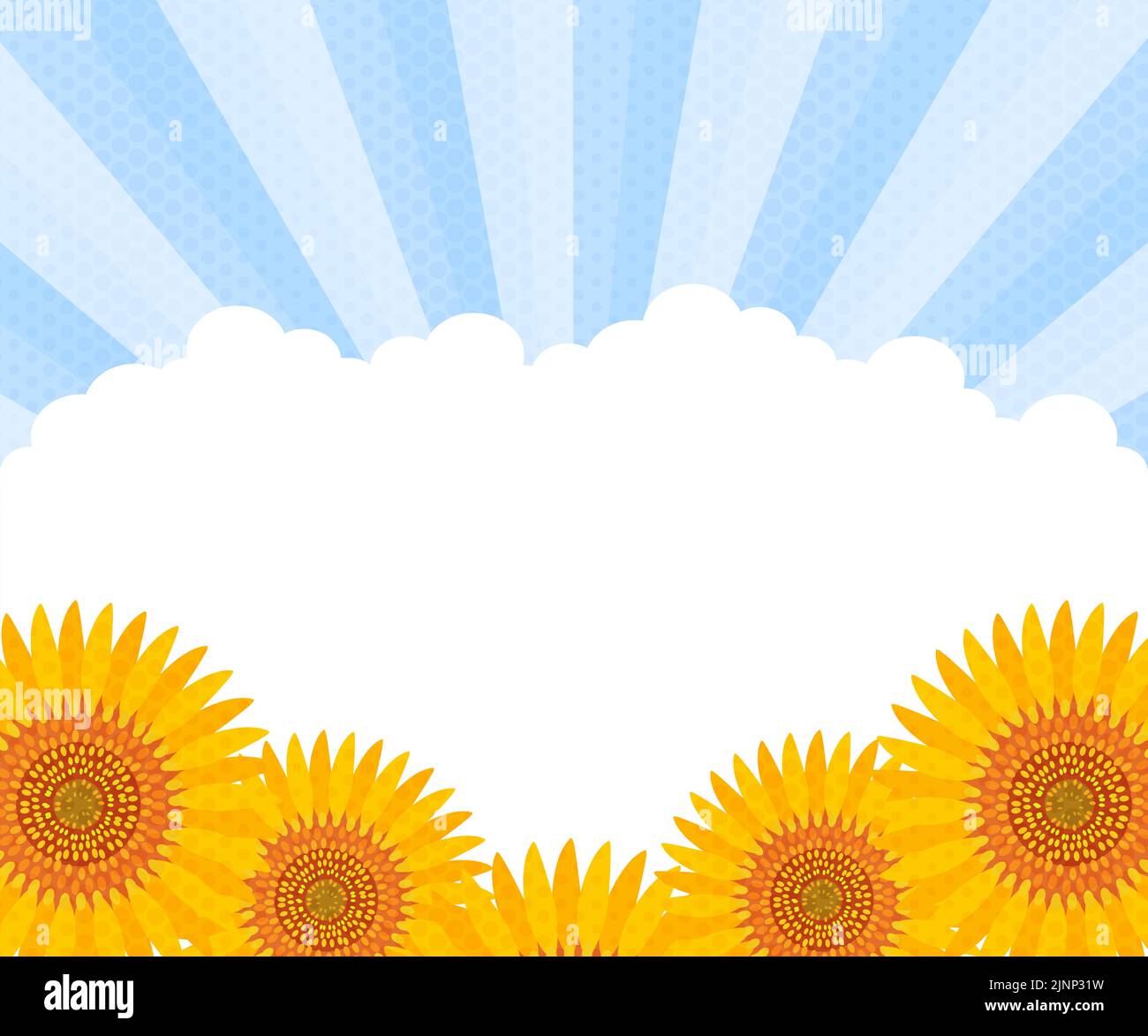 Summer, Sunflower and Iridescent Clouds, 300x250 Stock Vector Image ...