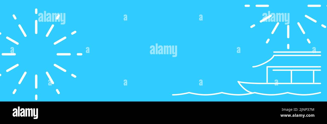 Summer in the middle of summer, Japanese style, simple line drawings ...