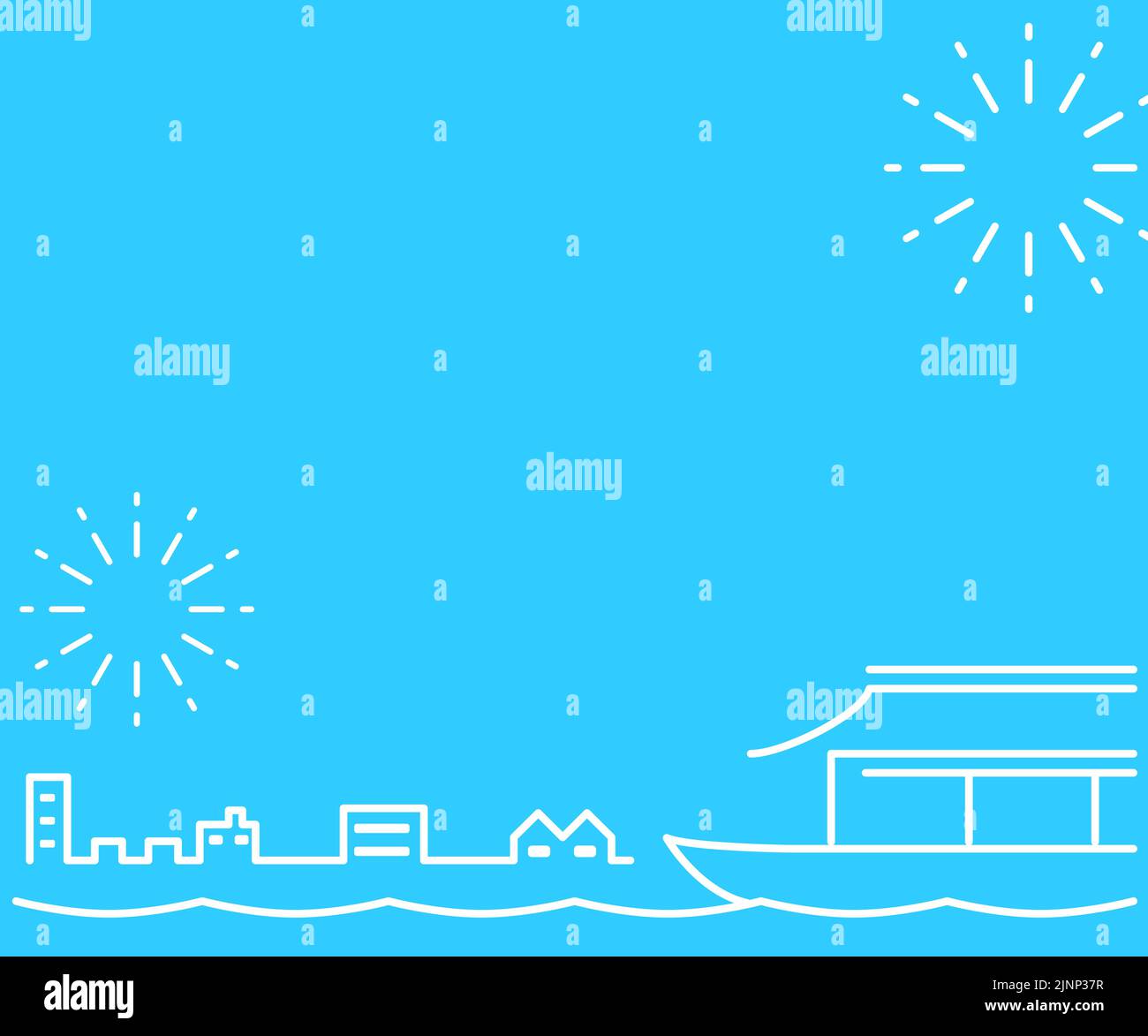 Summer in the middle of summer, Japanese style, simple line drawings ...