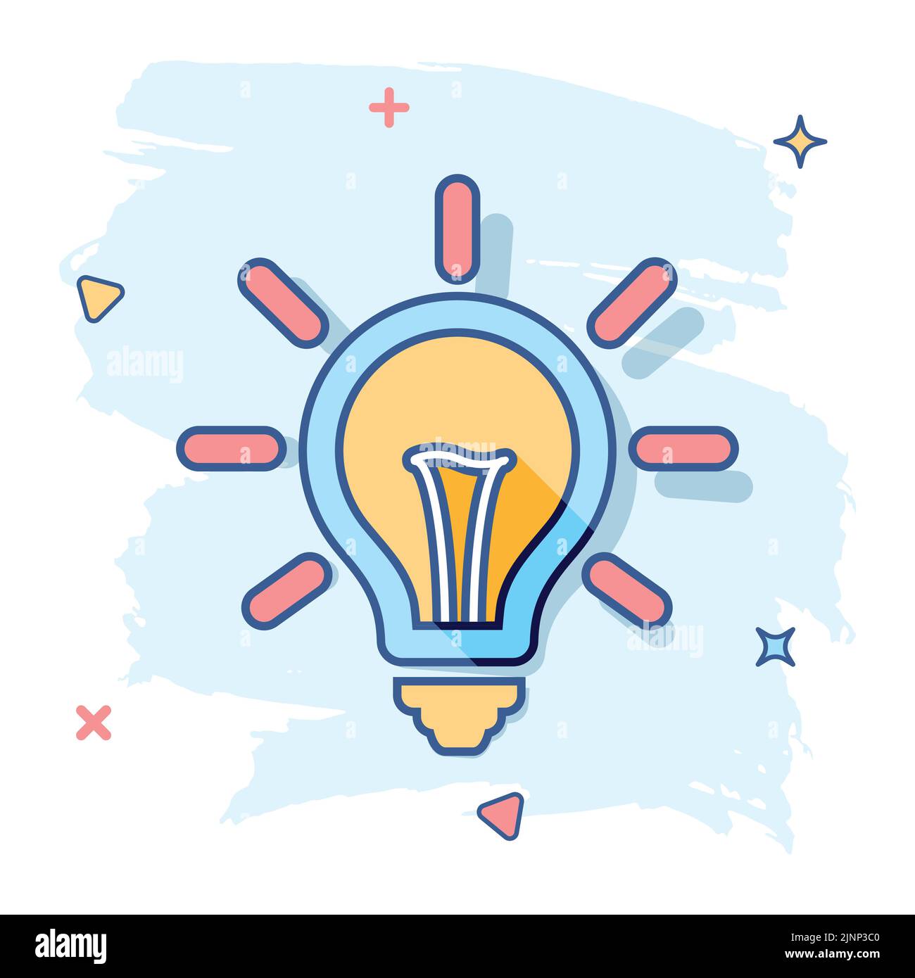 Vector cartoon light bulb icon in comic style. Lighting electric sign ...