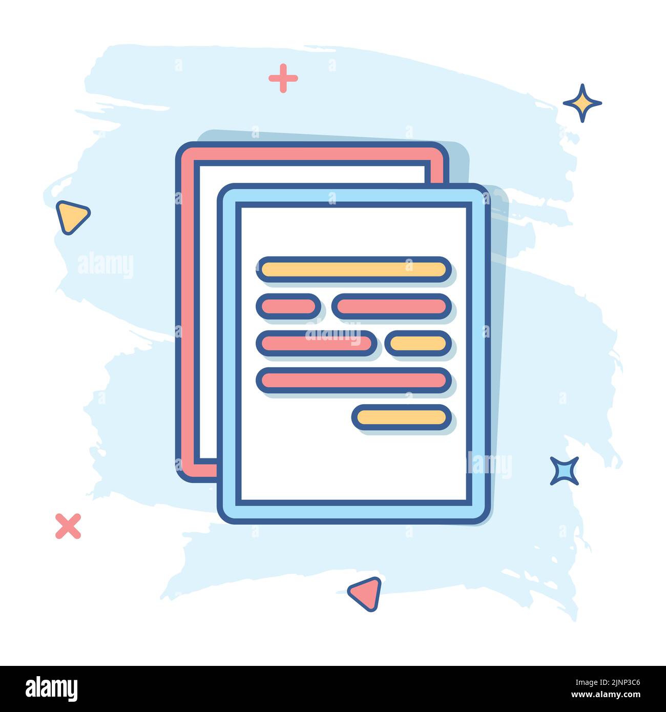 Vector cartoon document icon in comic style. Paper page sign ...