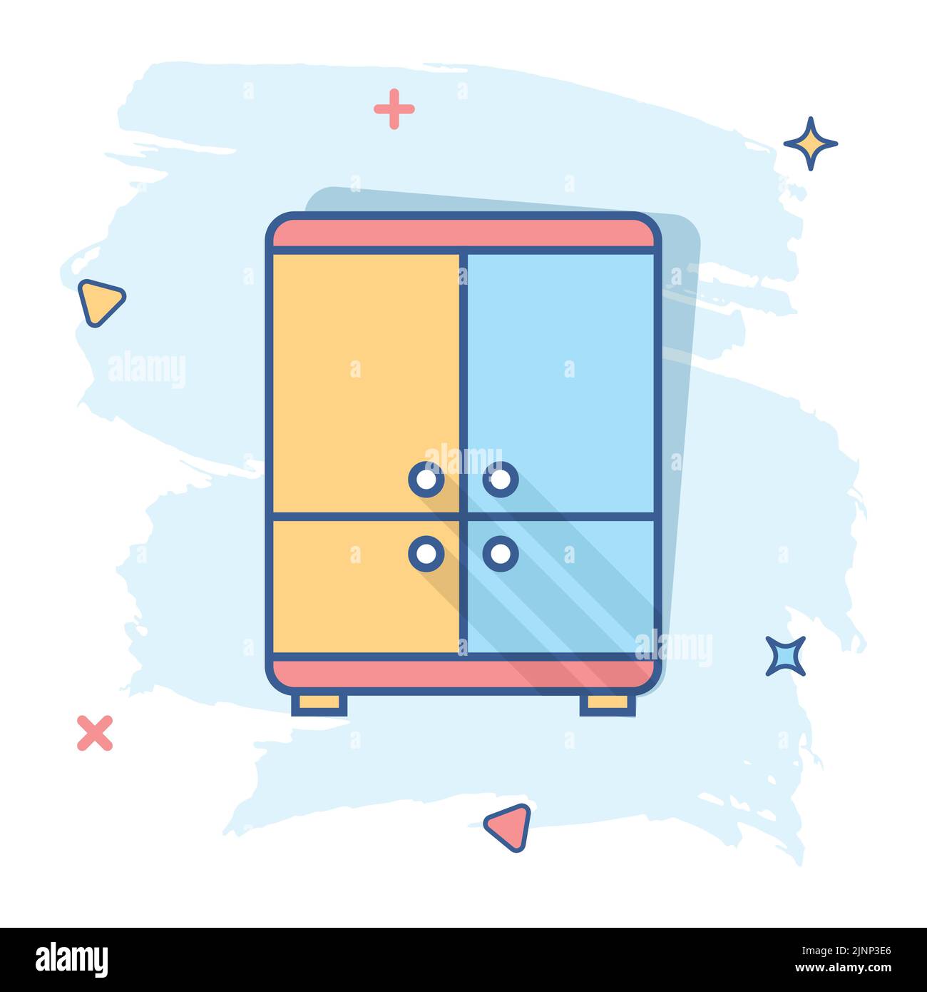 Vector cartoon cupboard icon in comic style. Furniture sign ...