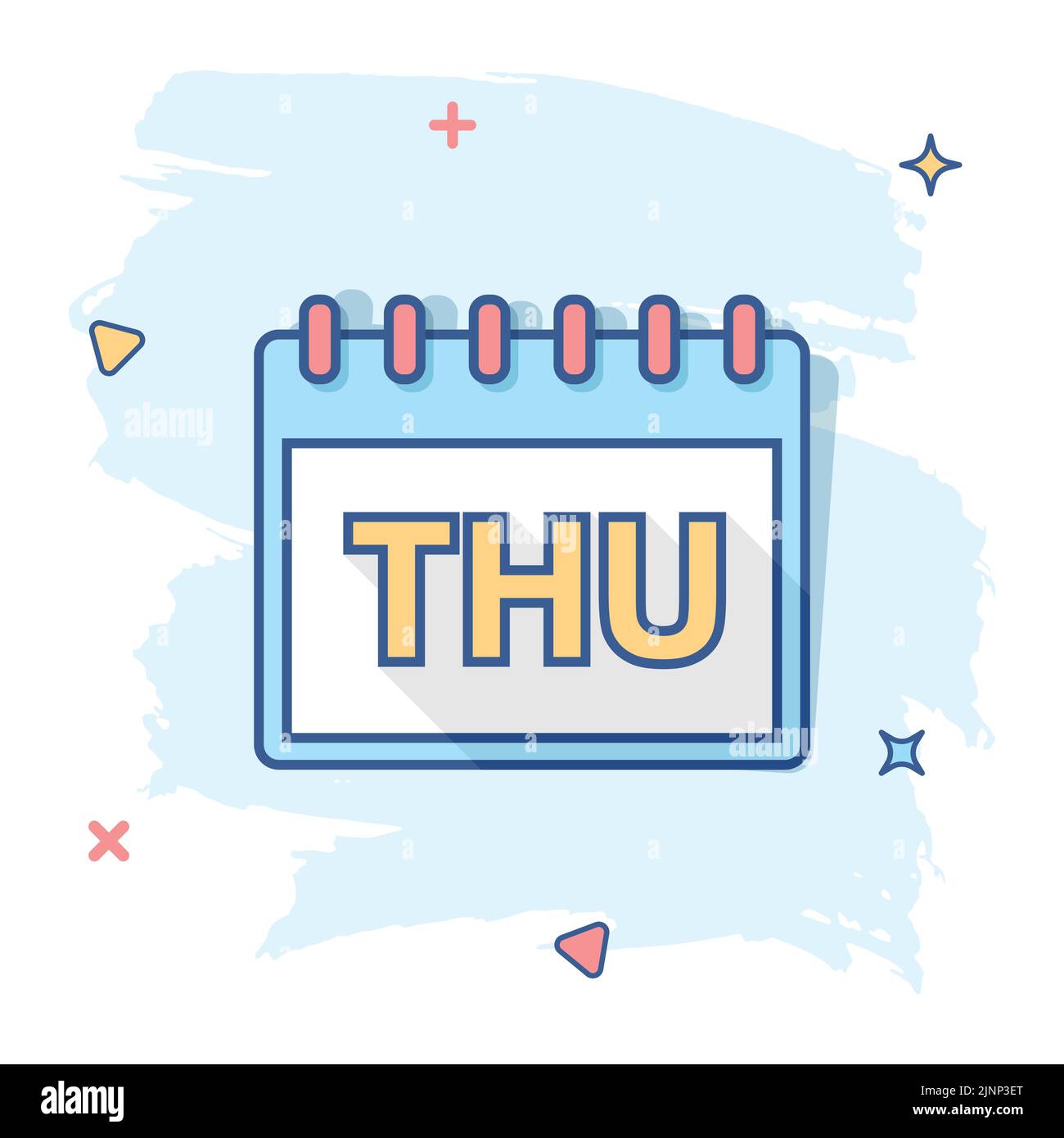 Vector cartoon thursday calendar page icon in comic style. Calendar ...