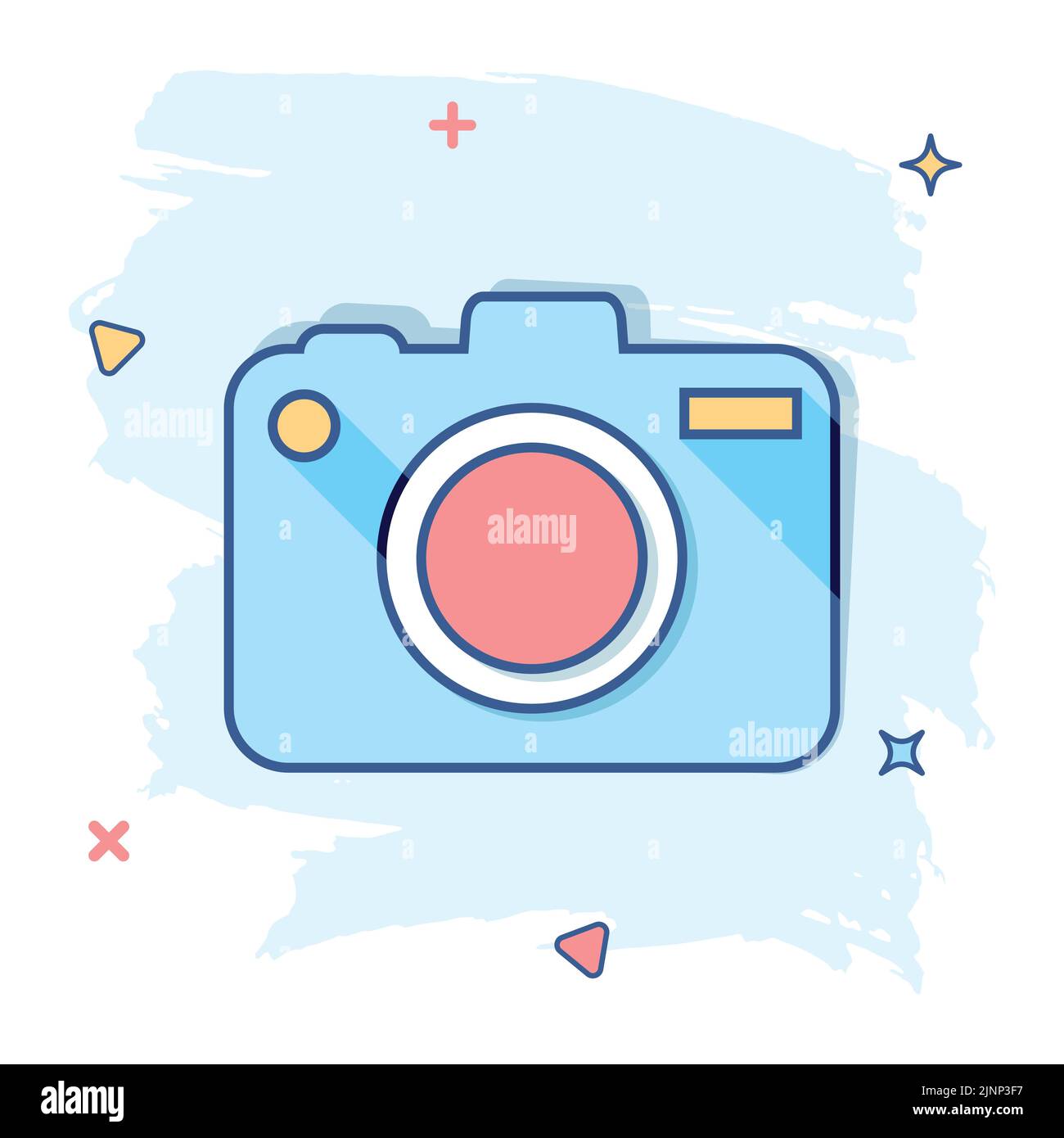 Vector cartoon photo camera icon in comic style. Photographer cam sign ...