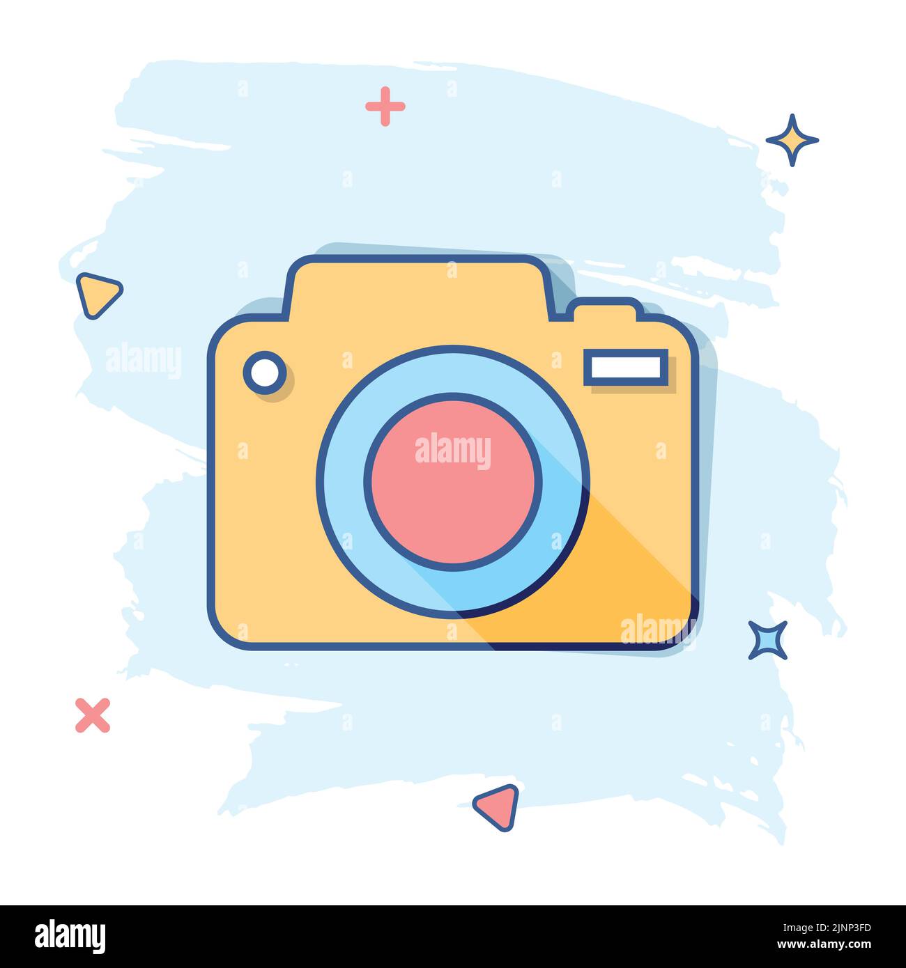 Vector cartoon photo camera icon in comic style. Photographer cam sign ...