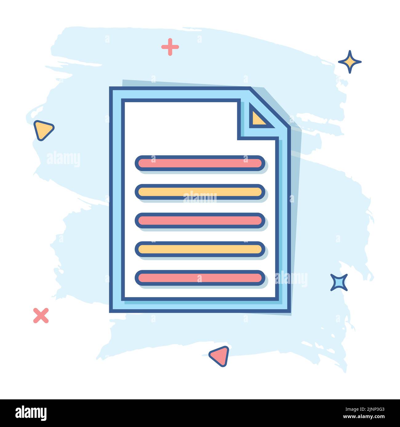 Vector cartoon document icon in comic style. Paper page sign ...