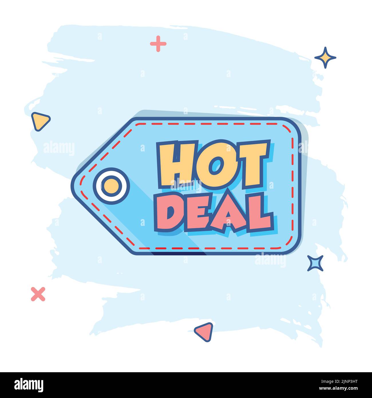 Vector cartoon hot deal banner icon in comic style. Badge shopping ...