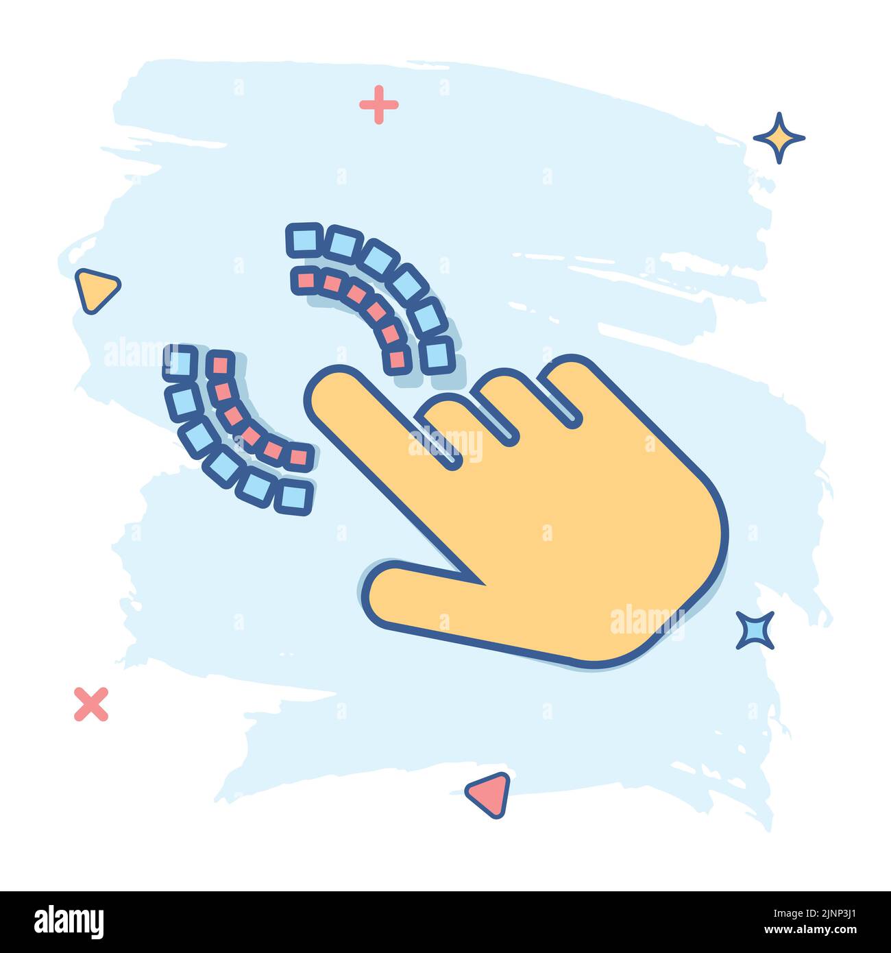 Vector cartoon click hand icon in comic style. Cursor finger sign ...
