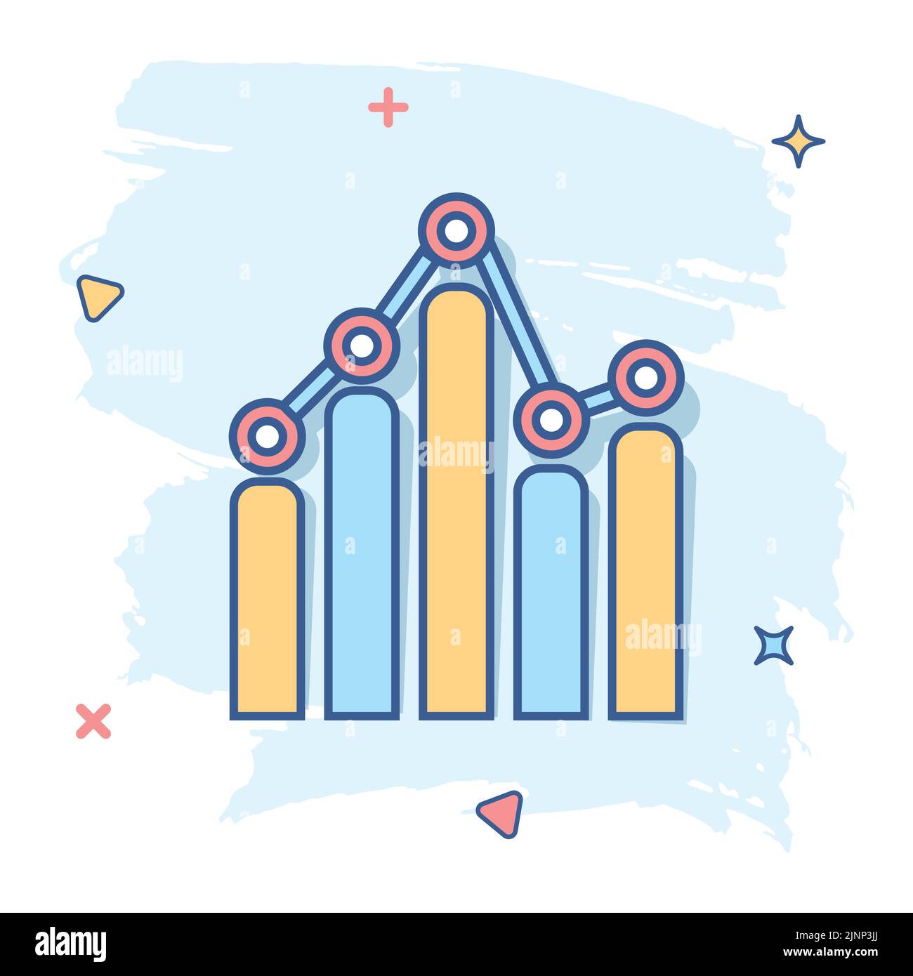 Vector cartoon business graph icon in comic style. Chart sign ...