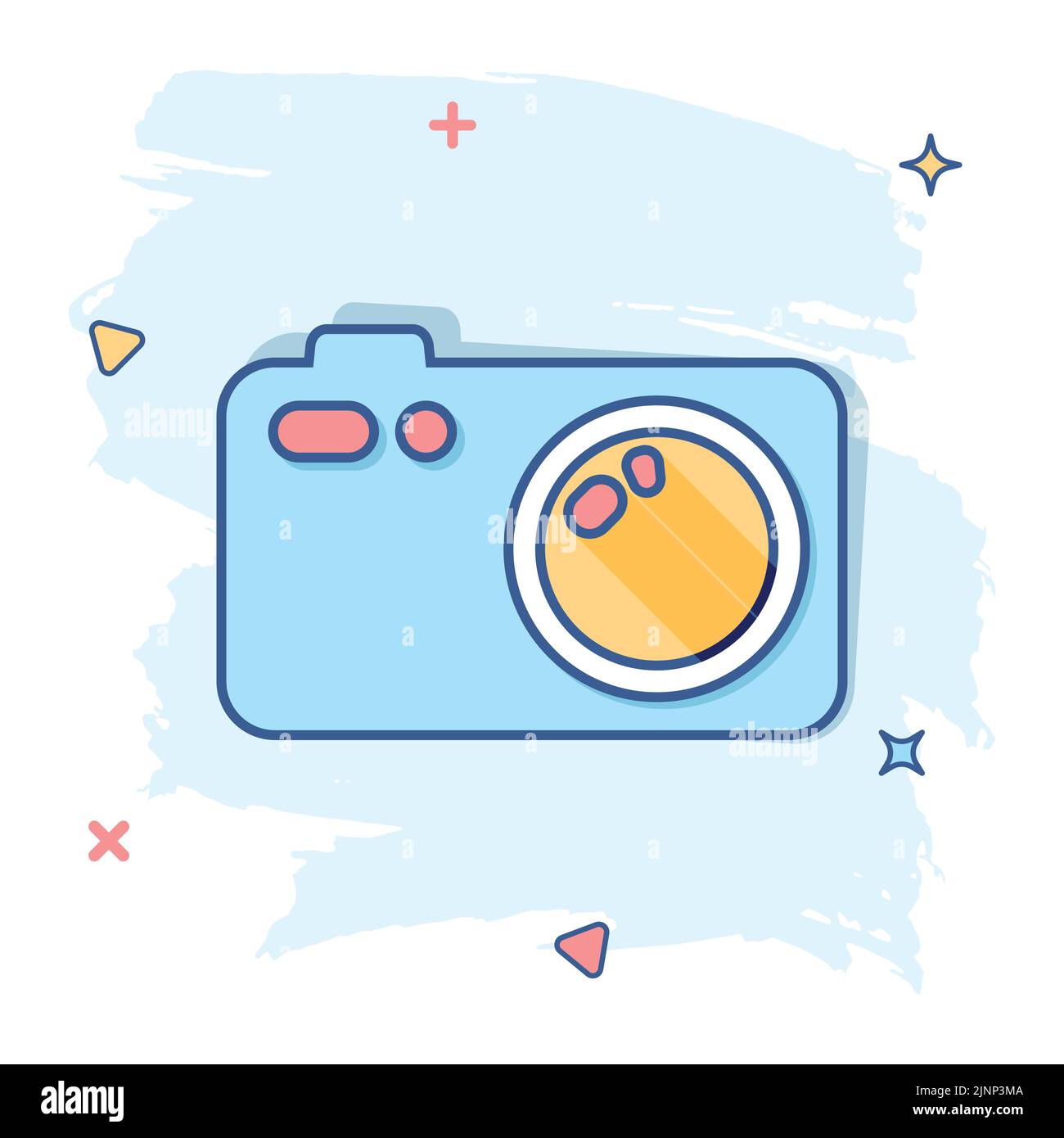 Vector cartoon photo camera icon in comic style. Photographer cam sign ...