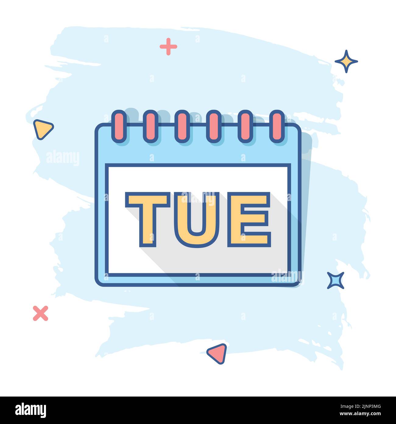 Vector cartoon tuesday calendar page icon in comic style. Calendar sign ...