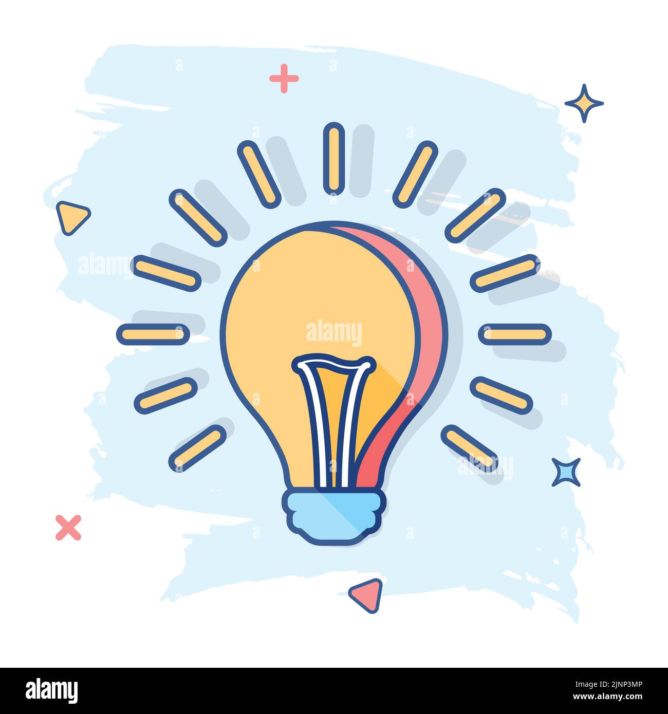 Vector cartoon halogen lightbulb icon in comic style. Light bulb sign ...