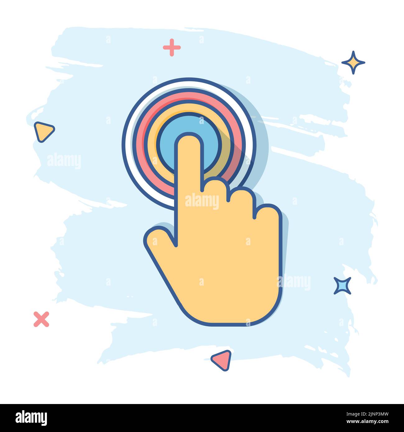 Vector cartoon click hand icon in comic style. Cursor finger sign ...
