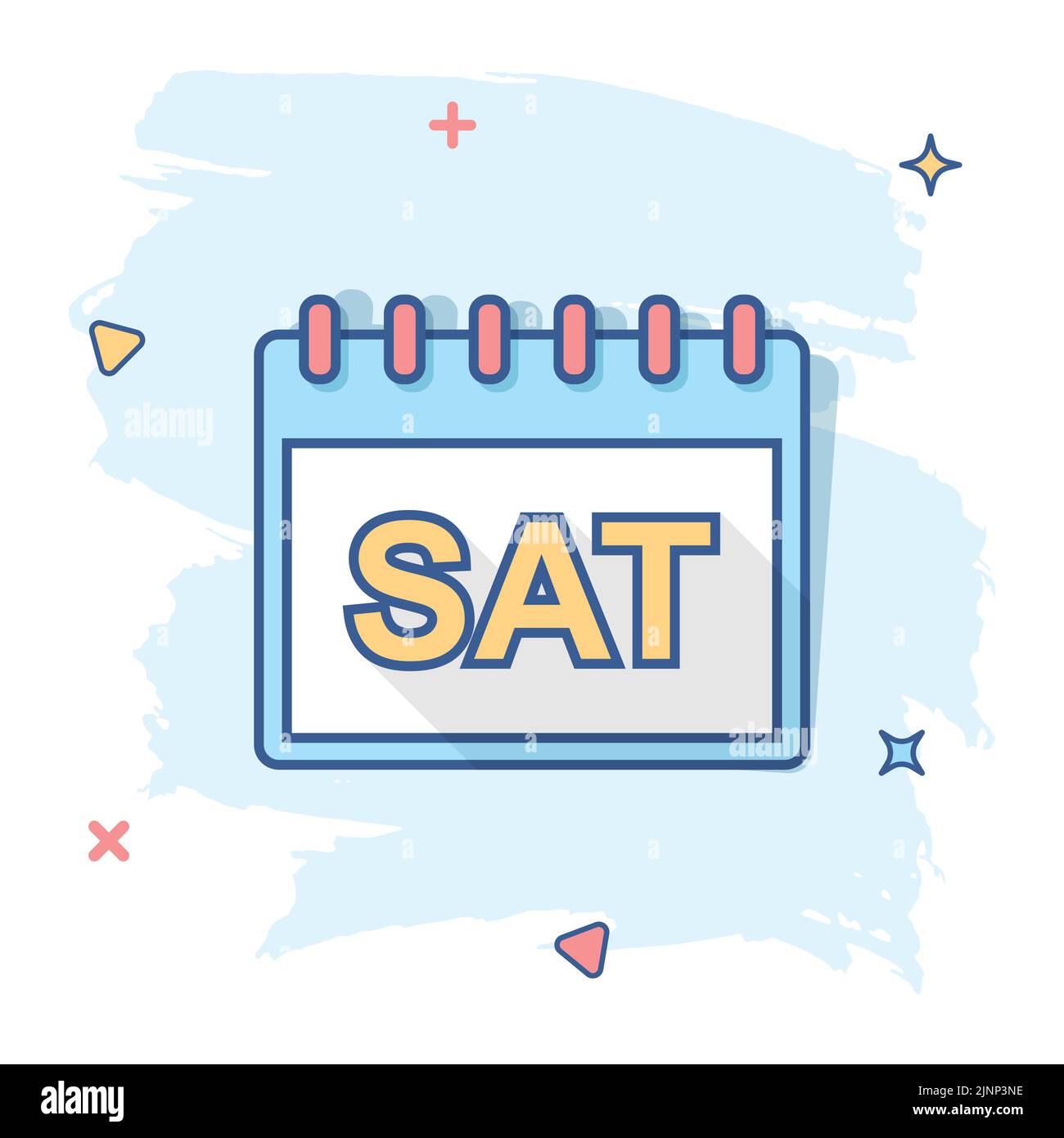 Vector cartoon saturday calendar page icon in comic style. Calendar ...