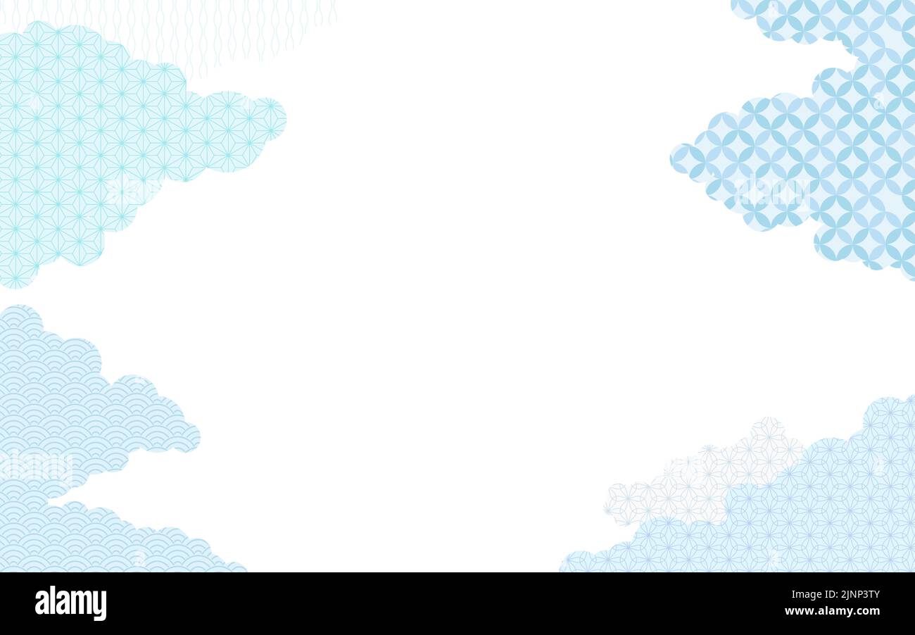 Blue Japanese patterned clouds, summer cool image, with copy space ...