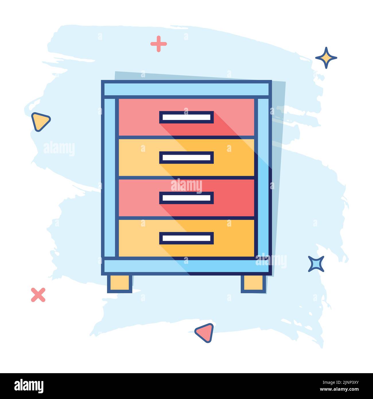 Vector cartoon cupboard icon in comic style. Furniture sign ...