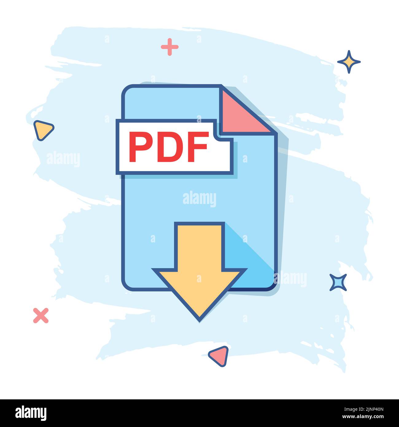 Vector cartoon PDF download icon in comic style. PDF format sign ...