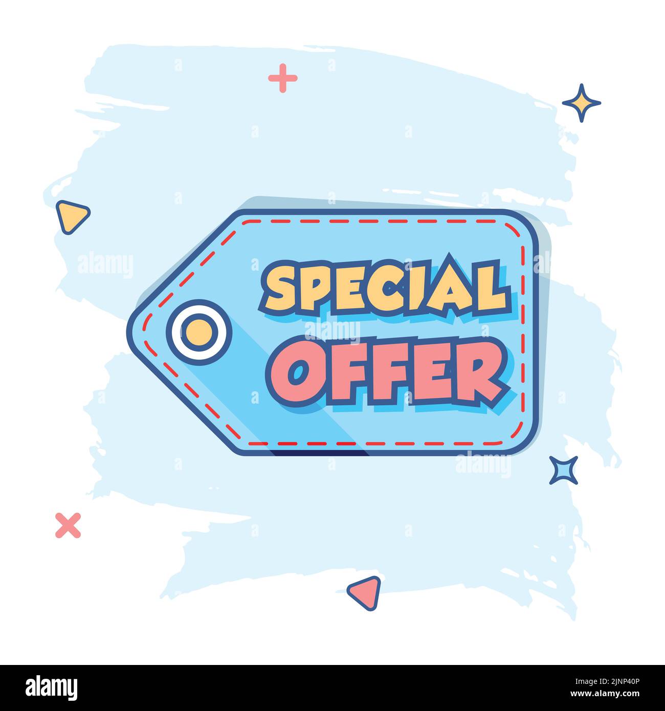 Vector cartoon special offer banner icon in comic style. Badge shopping ...