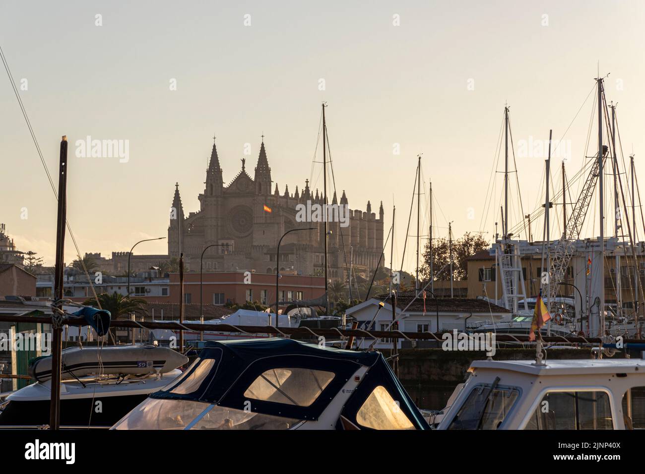 Palma de Mallorca, Spain. Views of Palma Cathedral and the Port de ...