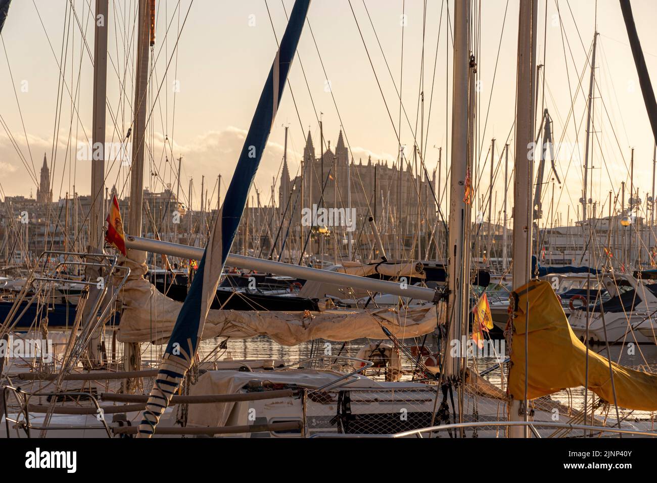 Palma de Mallorca, Spain. Views of Palma Cathedral and the Port de ...