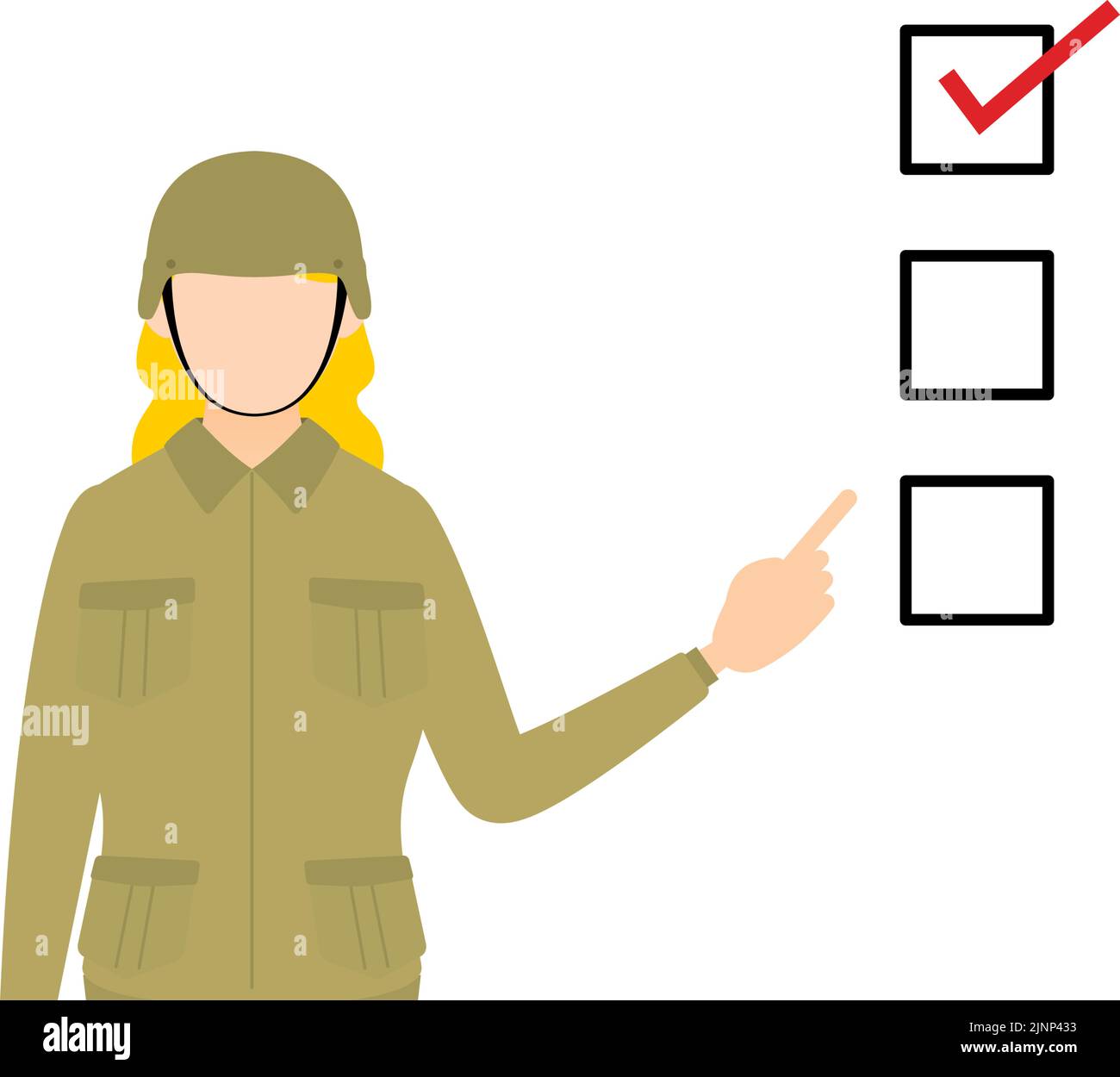Female Soldier Pose, Pointing to a checklist Stock Vector Image & Art ...