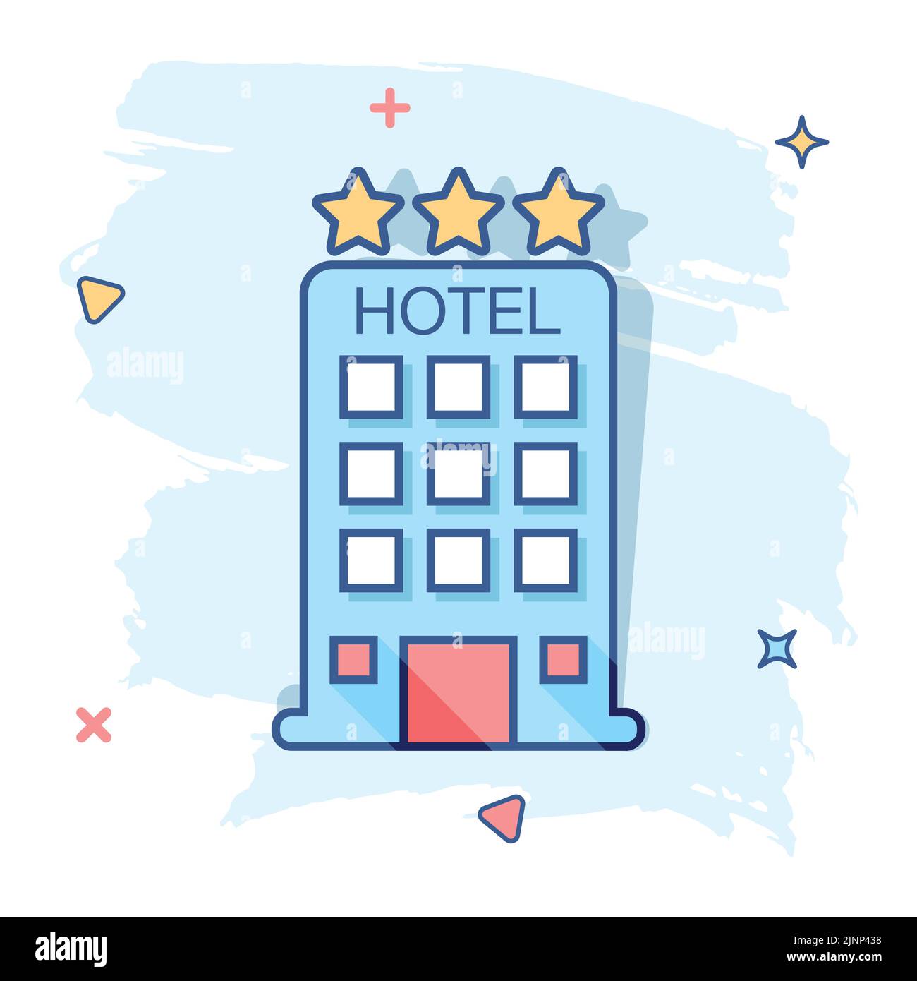 Vector cartoon hotel icon in comic style. Tower sign illustration ...