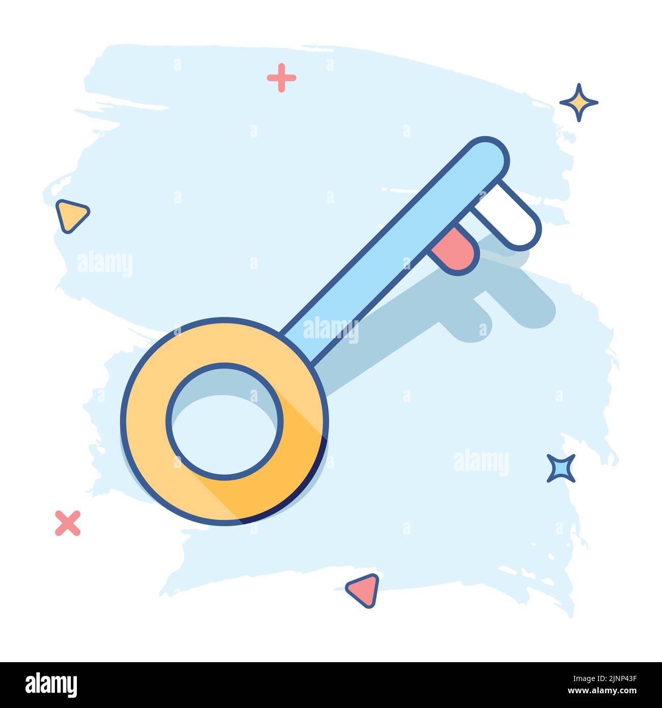 Vector cartoon key icon in comic style. Unlock sign illustration ...