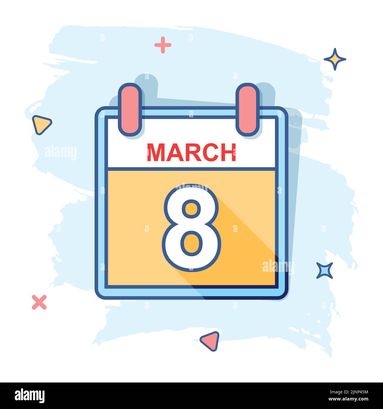 Vector cartoon march 8 calendar icon in comic style. Calendar sign ...