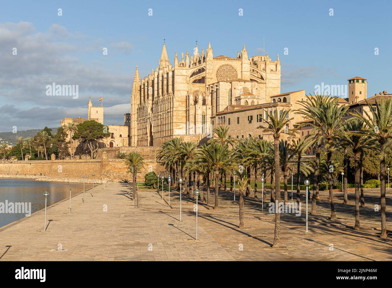 Palma de Mallorca, Spain. Facade and rose window called Ojo del Gotico ...