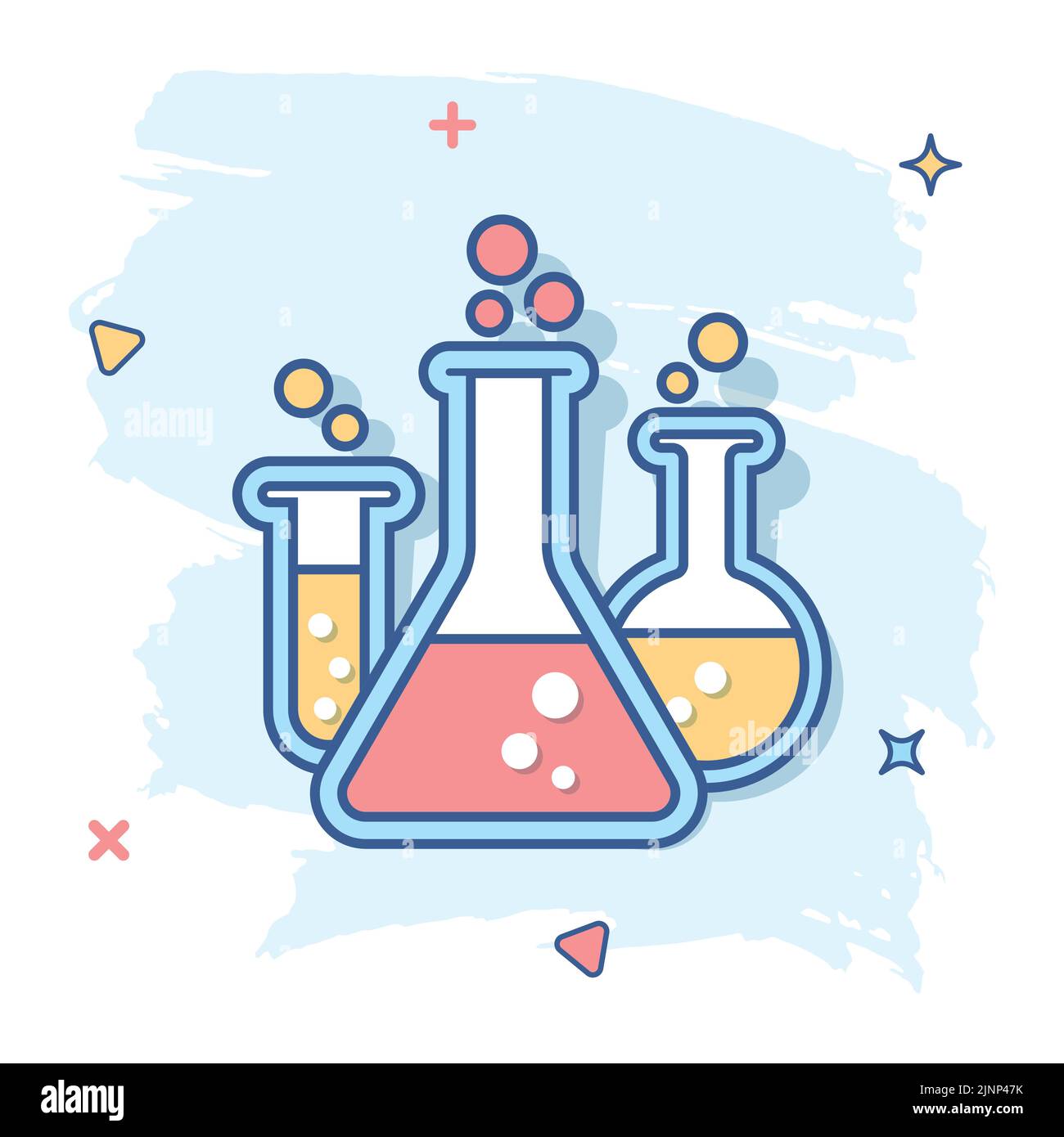 Vector cartoon chemical test tube icon in comic style. Laboratory ...