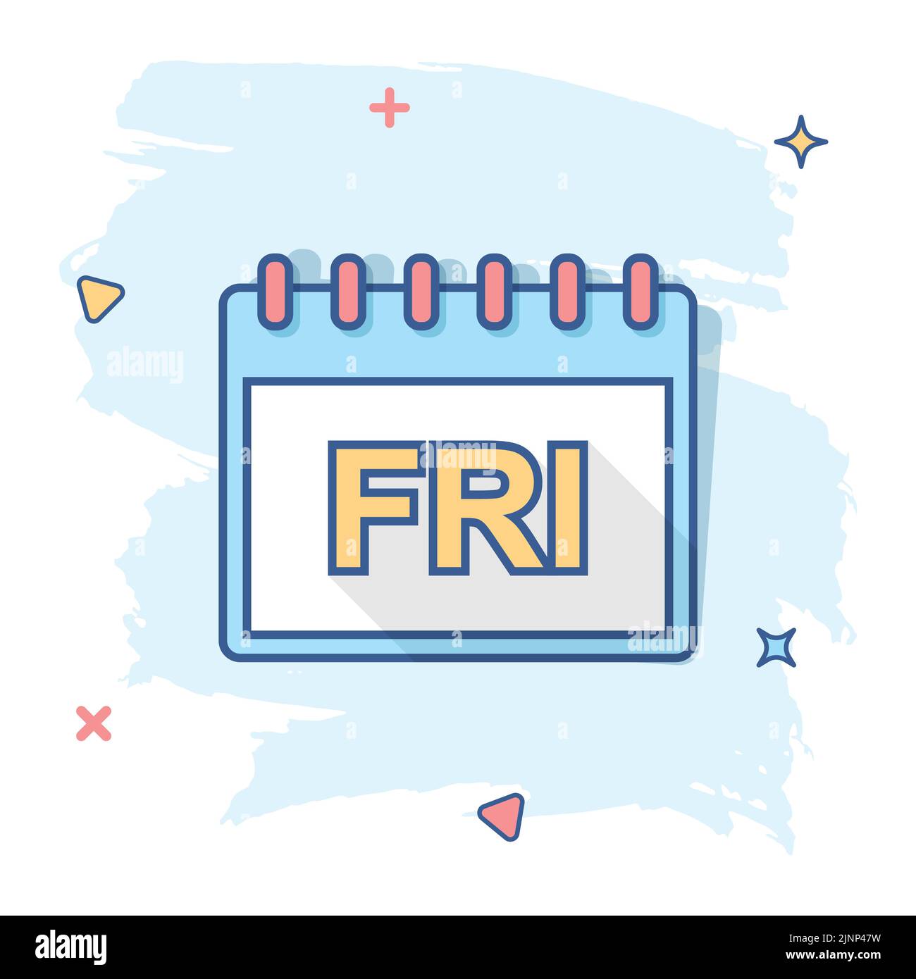 Vector cartoon friday calendar page icon in comic style. Calendar sign ...