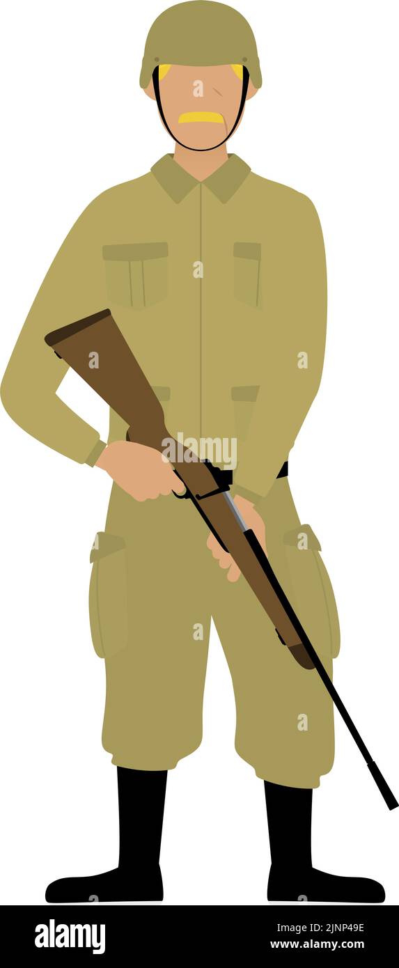 Senior Male Soldier Pose, Standing guard with a rifle Stock Vector ...