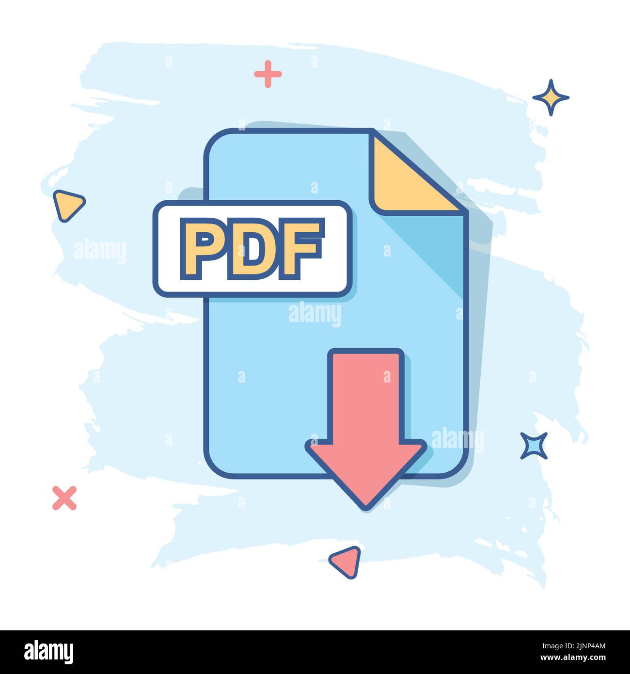 Vector cartoon PDF download icon in comic style. PDF format sign ...