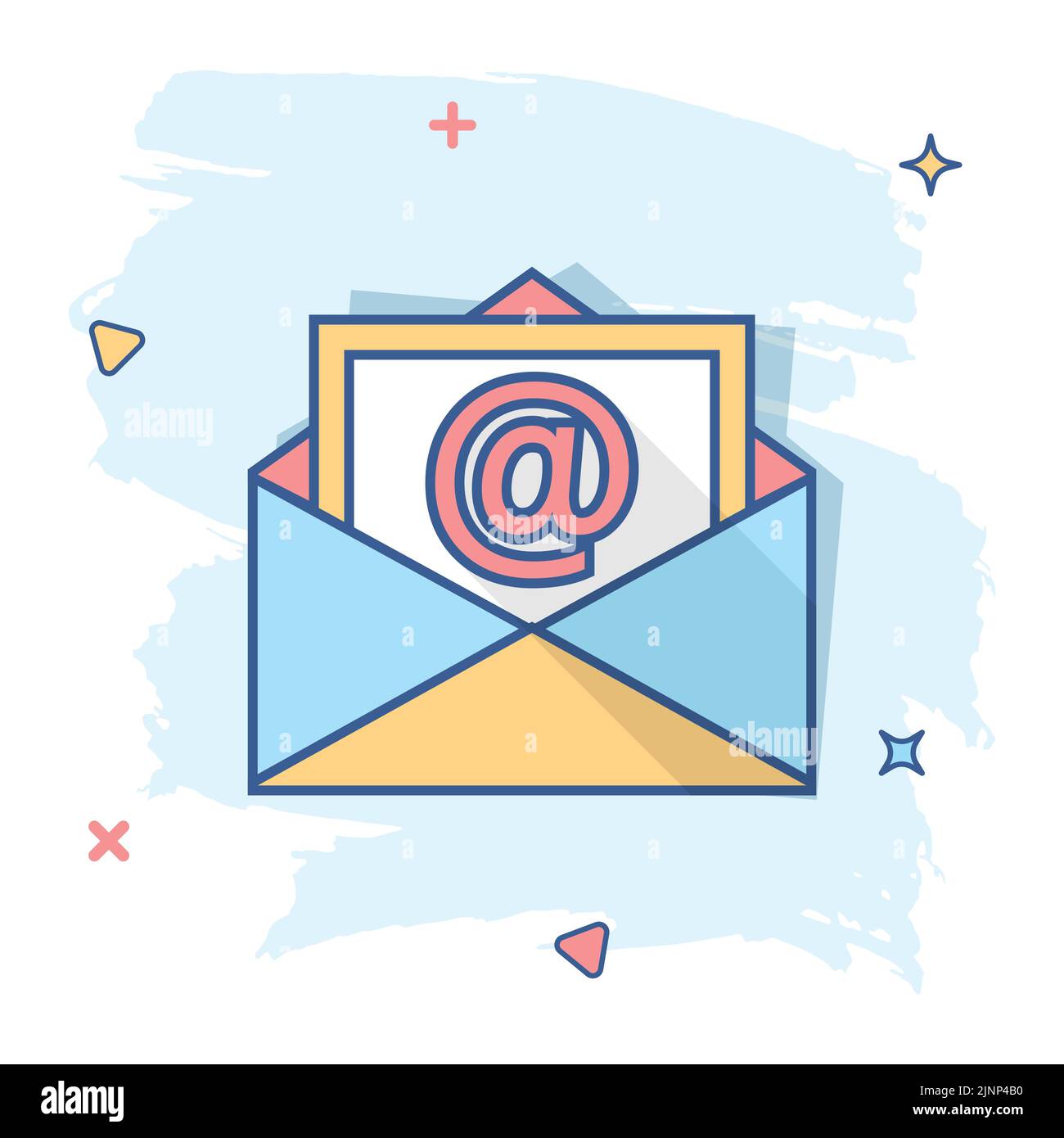 Vector cartoon mail envelope icon in comic style. Email sign ...