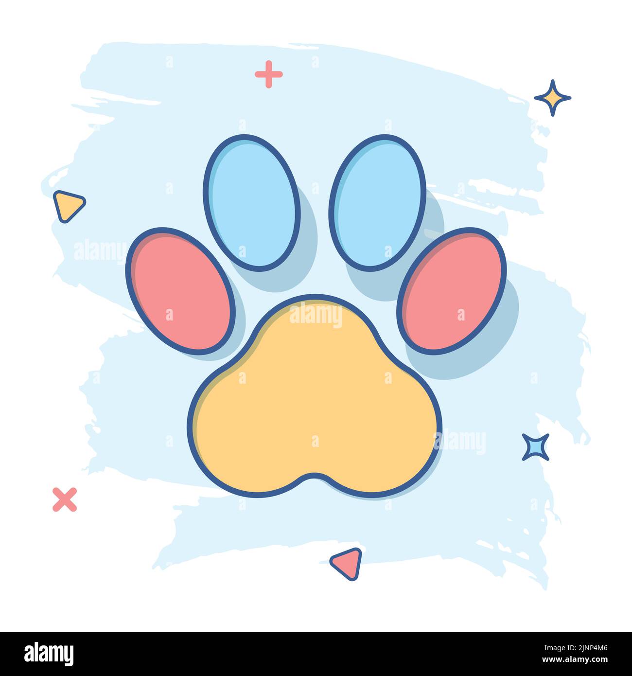 Vector cartoon paw print icon in comic style. Dog, cat, bear paw sign ...
