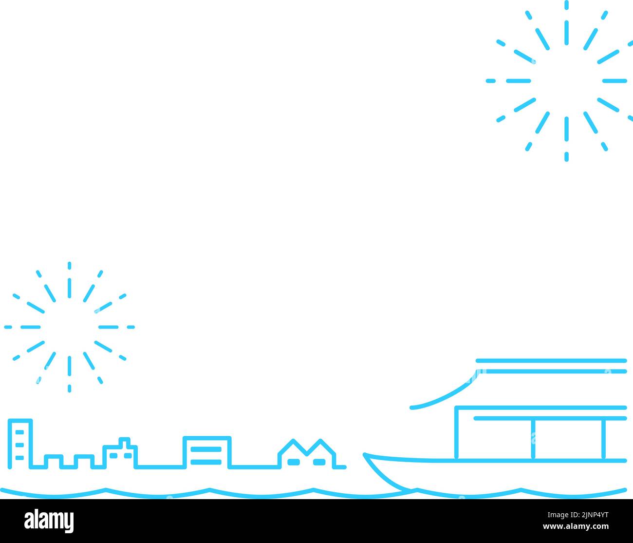 Summer in the middle of summer, Japanese style, simple line drawings ...