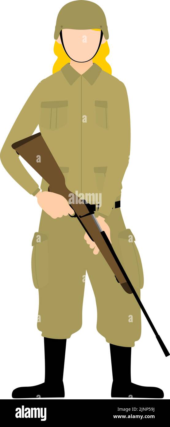 Female Soldier Pose, Standing guard with a rifle Stock Vector Image ...