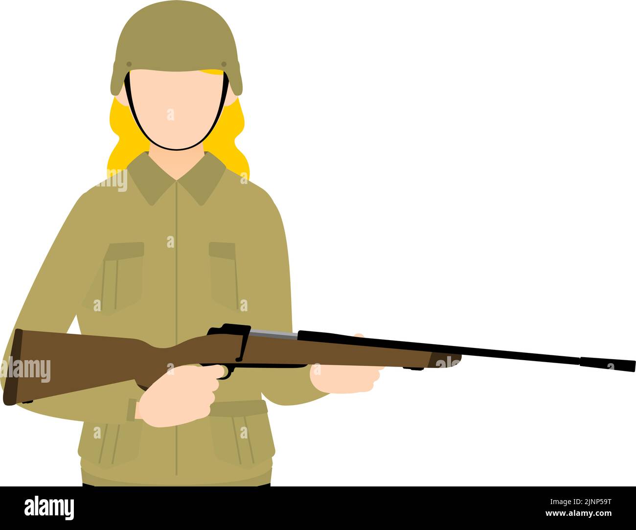 Female Soldier Pose, Standing guard with a rifle Stock Vector Image ...