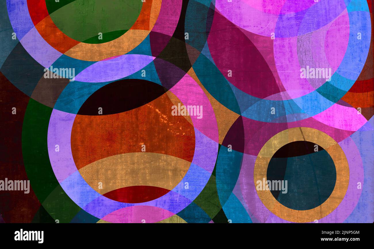 Fun multi colored circles background stock illustration Stock Photo - Alamy