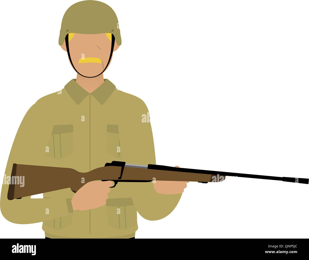 Senior Male Soldier Pose, Standing guard with a rifle Stock Vector ...