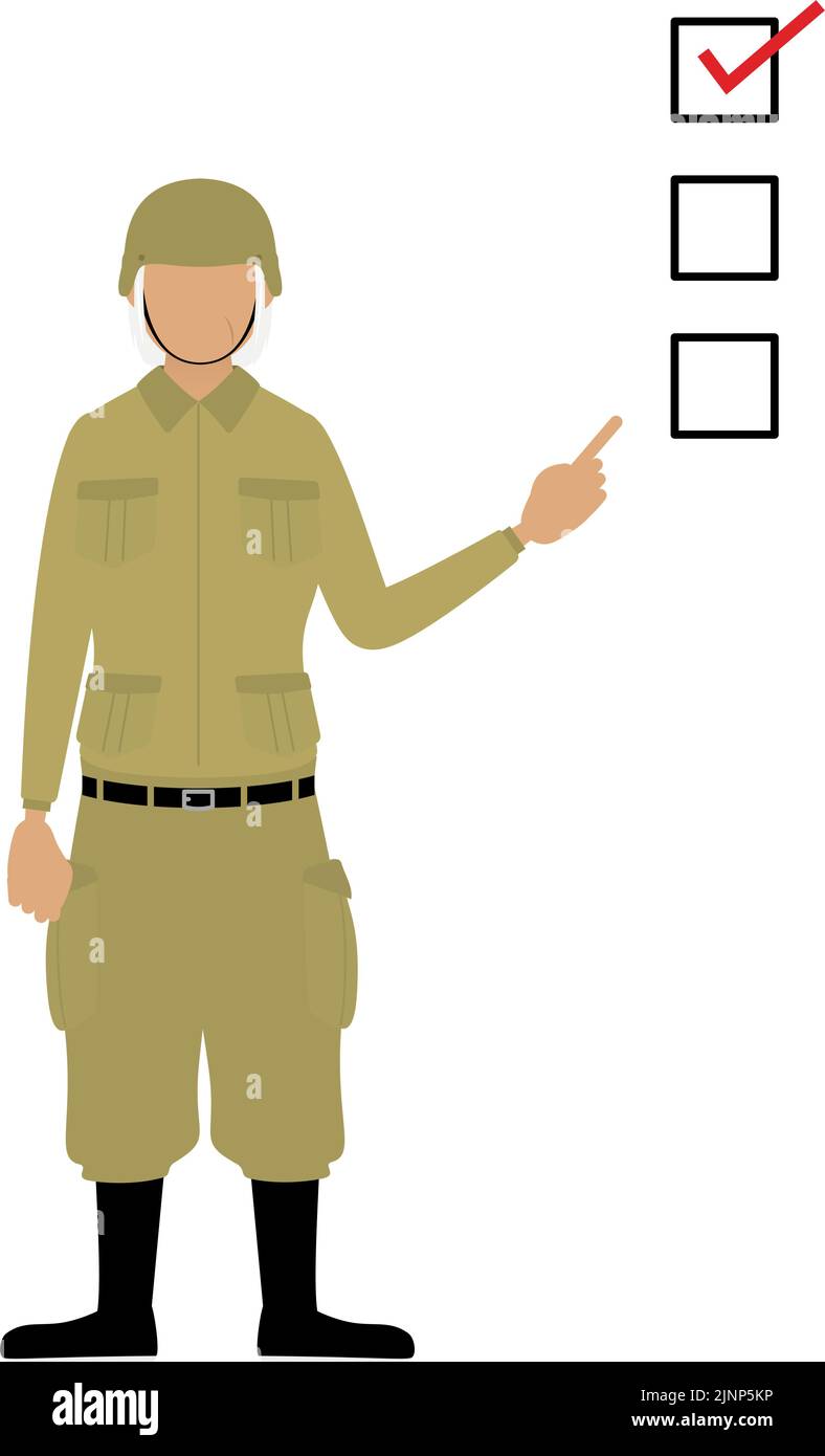 Senior Female Soldier Pose, Pointing to a checklist Stock Vector Image ...