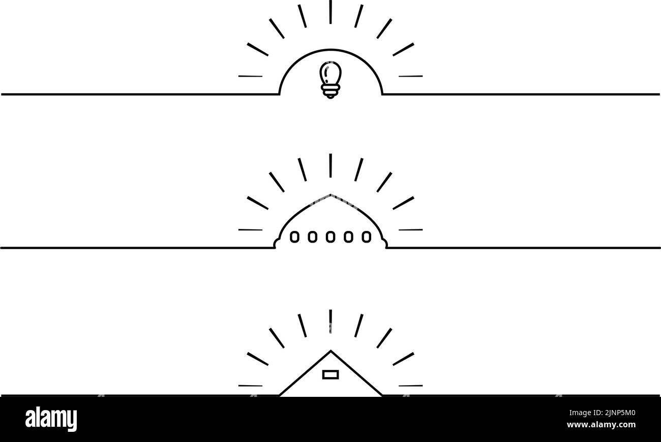 Simple title decorations, decorative borders, glowing light bulbs and ...