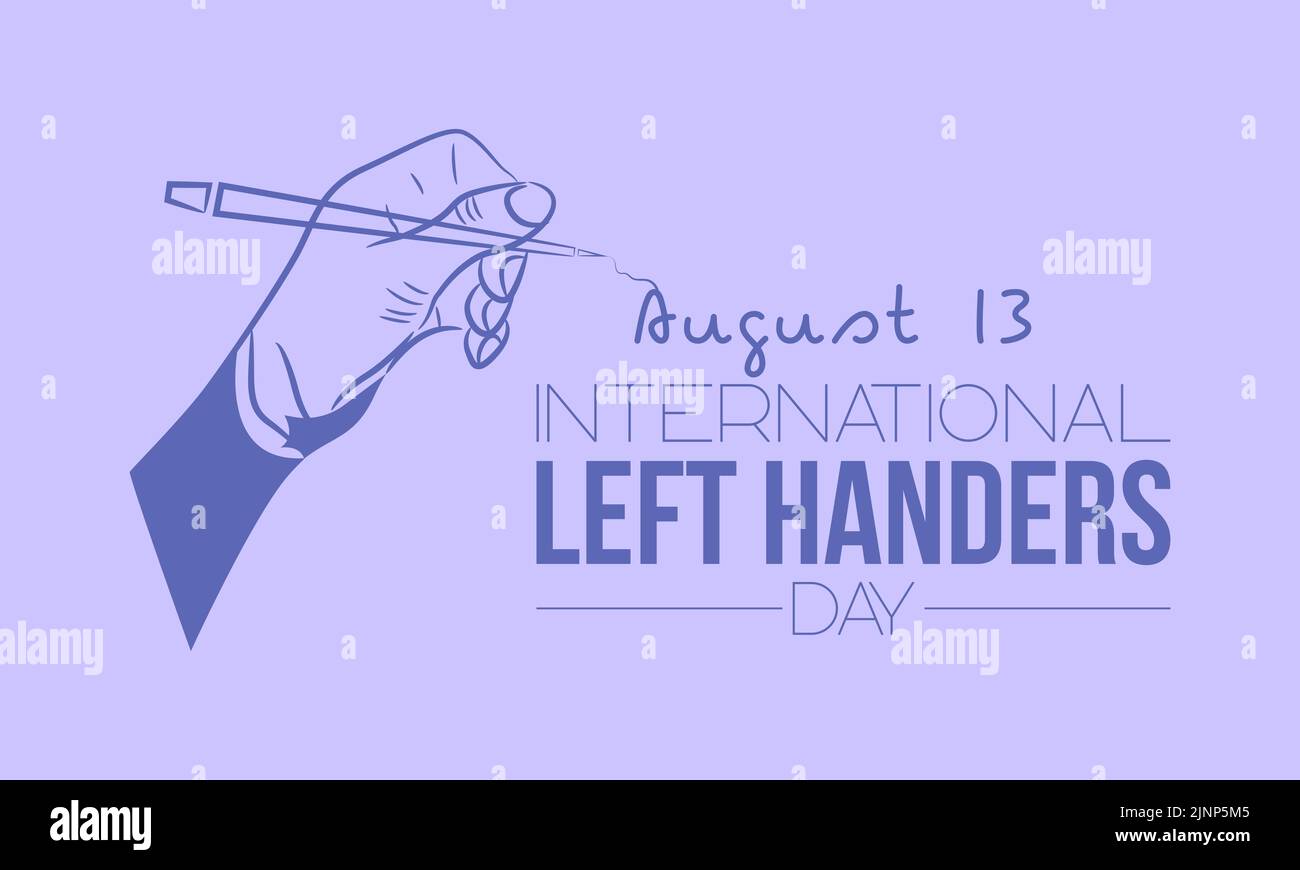 International Left handers Day calligraphic banner design on purple ...