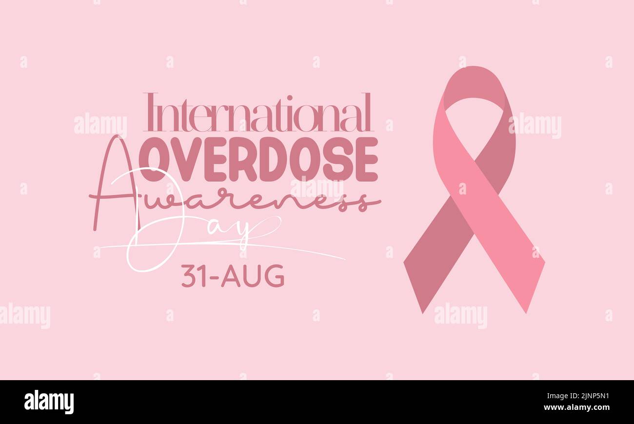 International overdose awareness day calligraphic banner design on pink ...