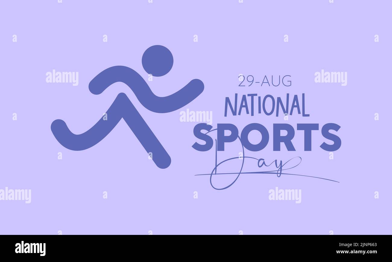 National Sports Day calligraphic banner design on purple background ...